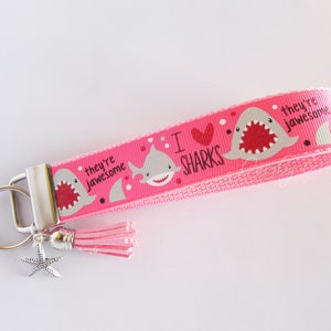 Shark Key Fob - I Love Sharks Key Fob - Shark Keychain - Fish Key Fob ...