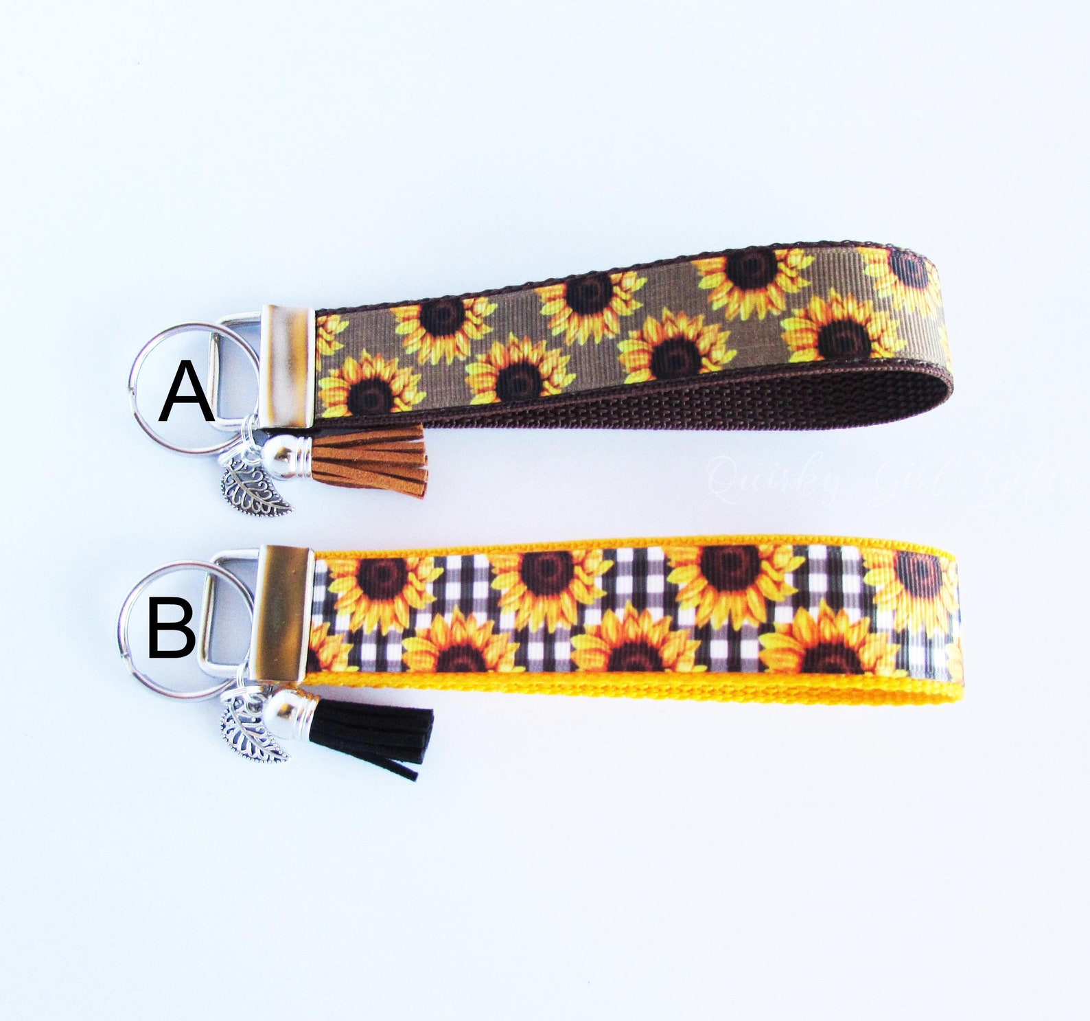 Sunflower Key Fob Sunflower Keychain Buffalo Check Sunflower Wristlet ...