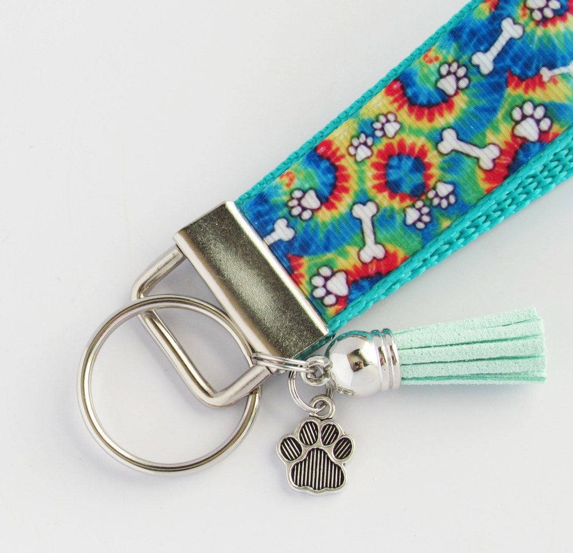 Dog Bone and Pawprint Key Fob Pet Key Fob Dog Keychain - Etsy