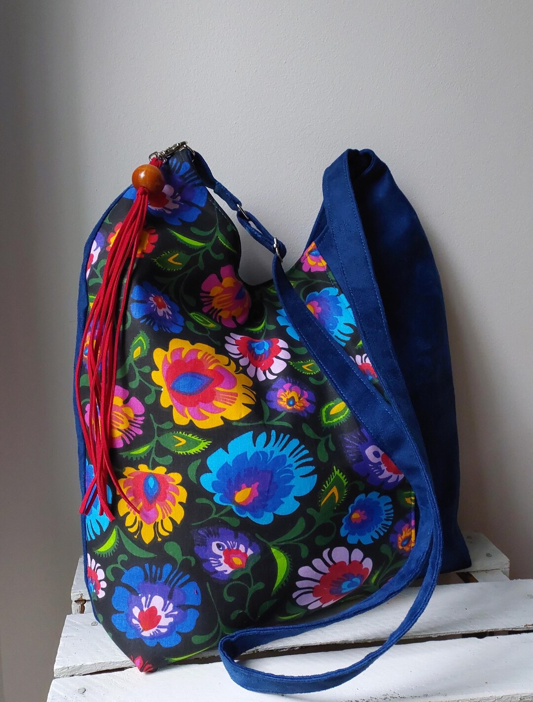 Large Bag Inspired by Polish Folk Art, Eco Friendly Crossbody Bag, Folk ...