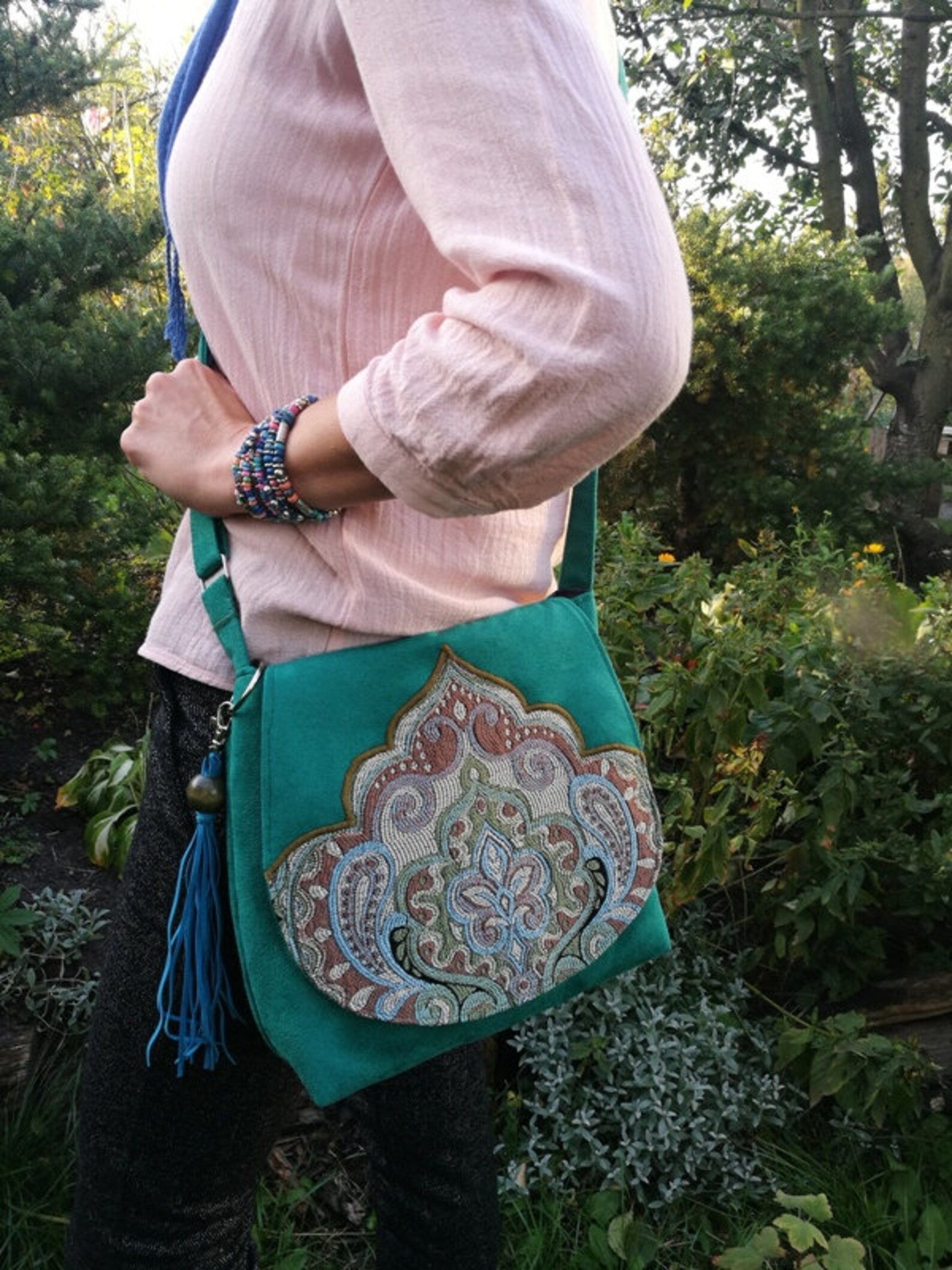 Boho Crossbody Bag Vegan Messenger Bags Oriental Bag Hippie Bag Sling ...