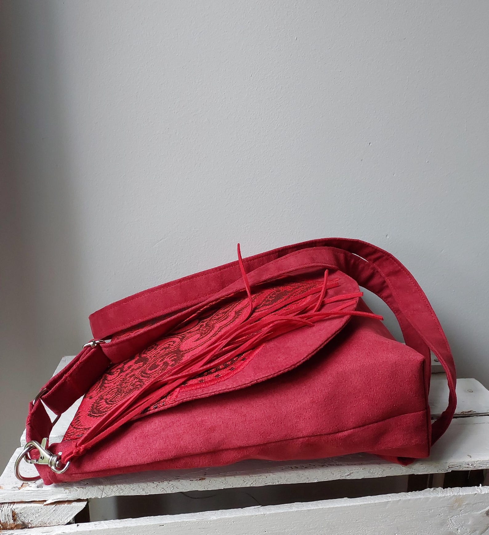 Red Crossbody Bag Oriental Bag All Day Carry Bag Eco Friendly Bag ...