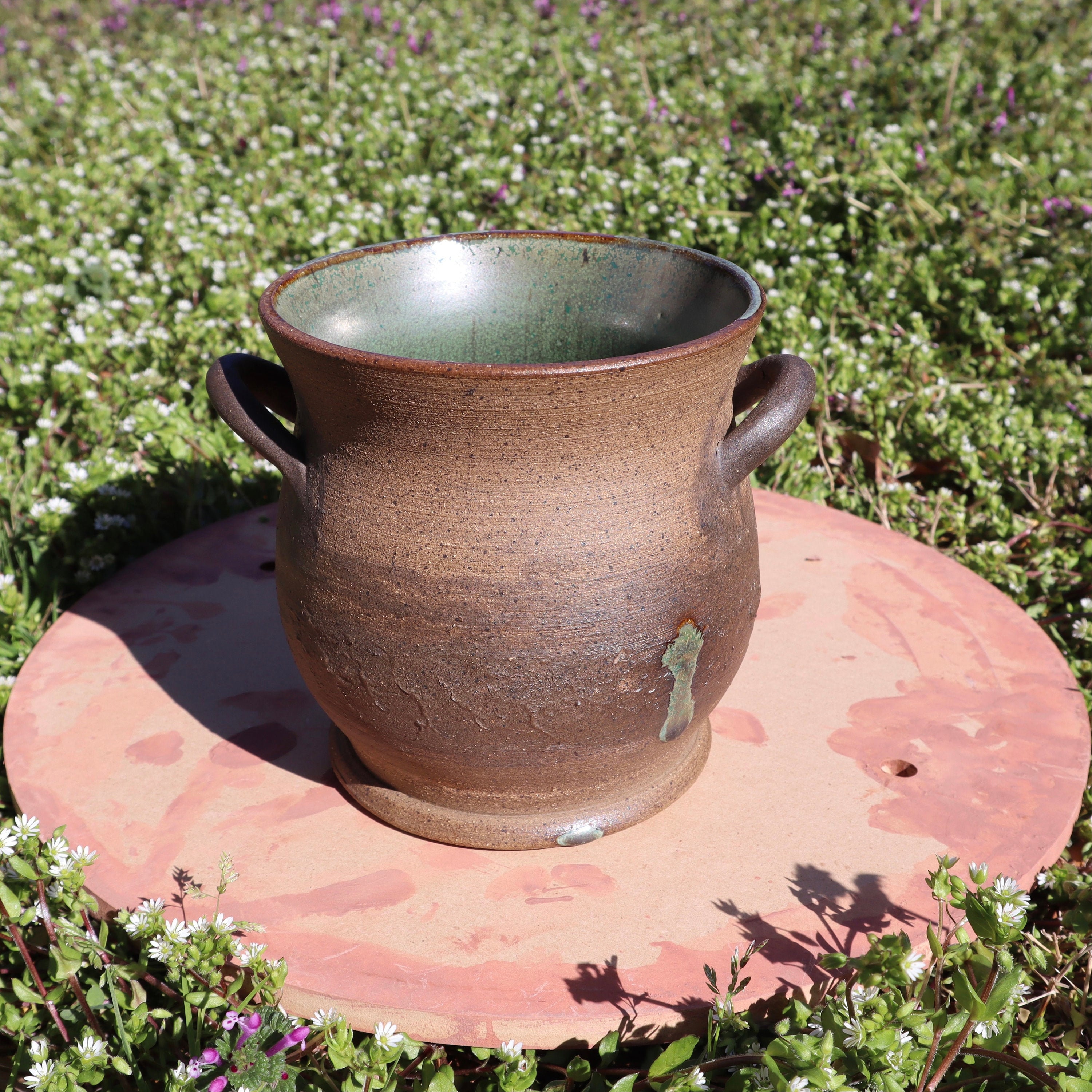 Textured Flower Vase Hand Glazed Ceramic Flower Pot Patina Glazed ...