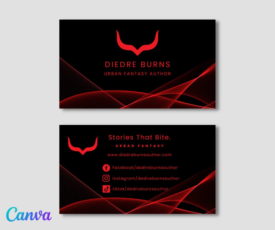 Urban Fantasy Author Business Card: Modern Canva Template (digital) - Etsy