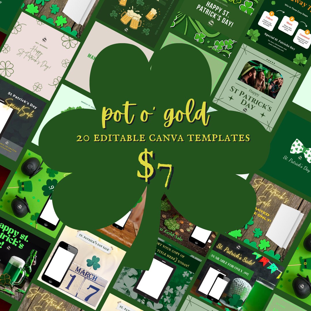St. Patrick's Day Social Media Canva Templates: Author Promotion ...
