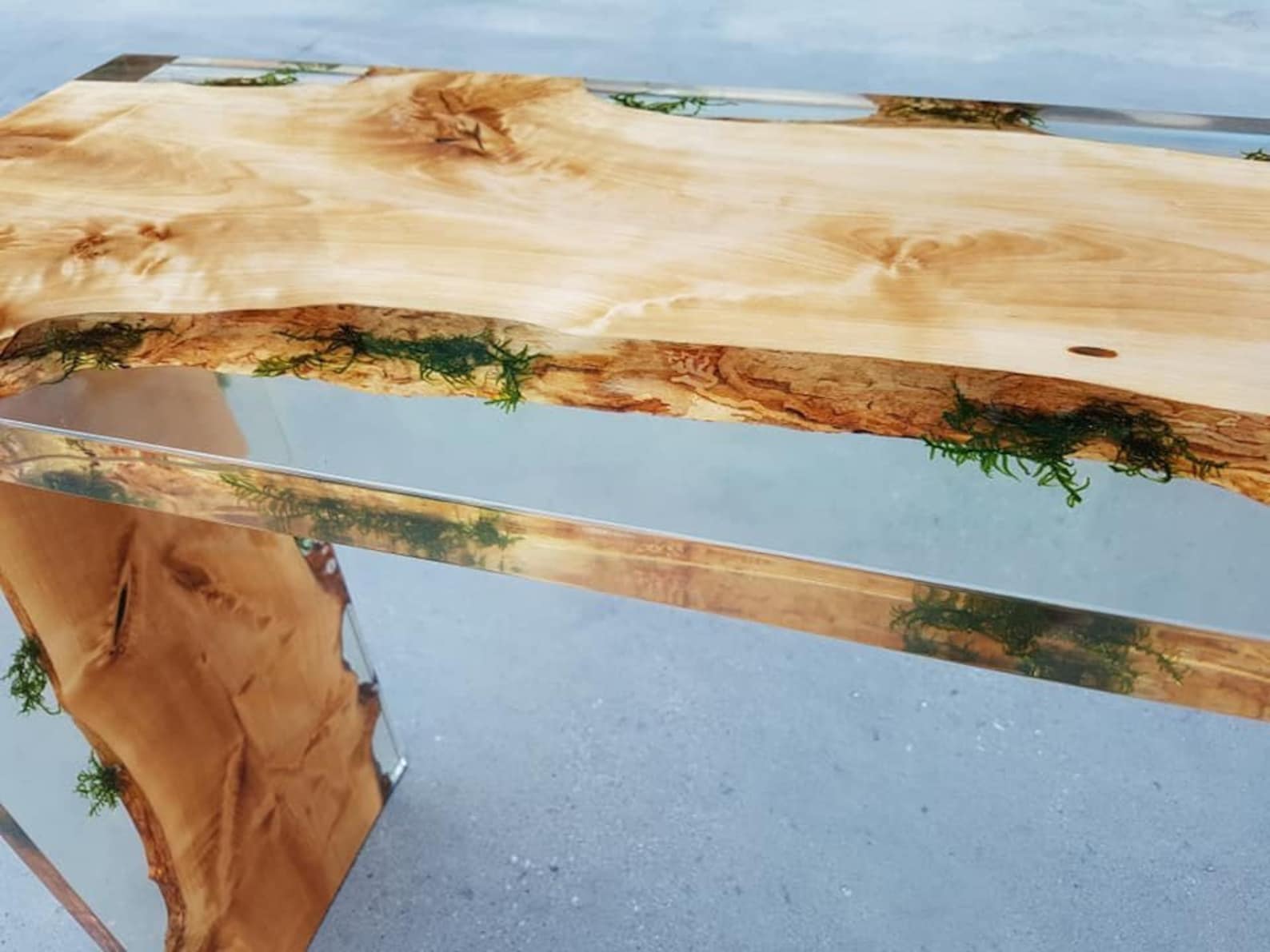 Console Table Resin Table With Moss Hall Table - Etsy