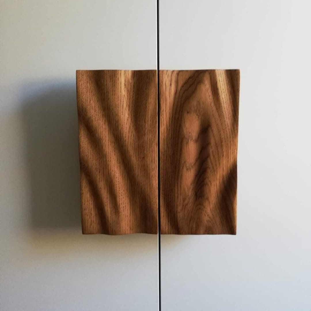 Handcarved Wooden Wardrobe Handles: 3D Texture, Solid Wood (pair) - Etsy