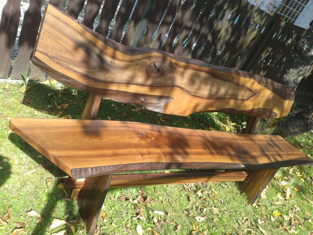 Live Edge Bench With Back - Etsy