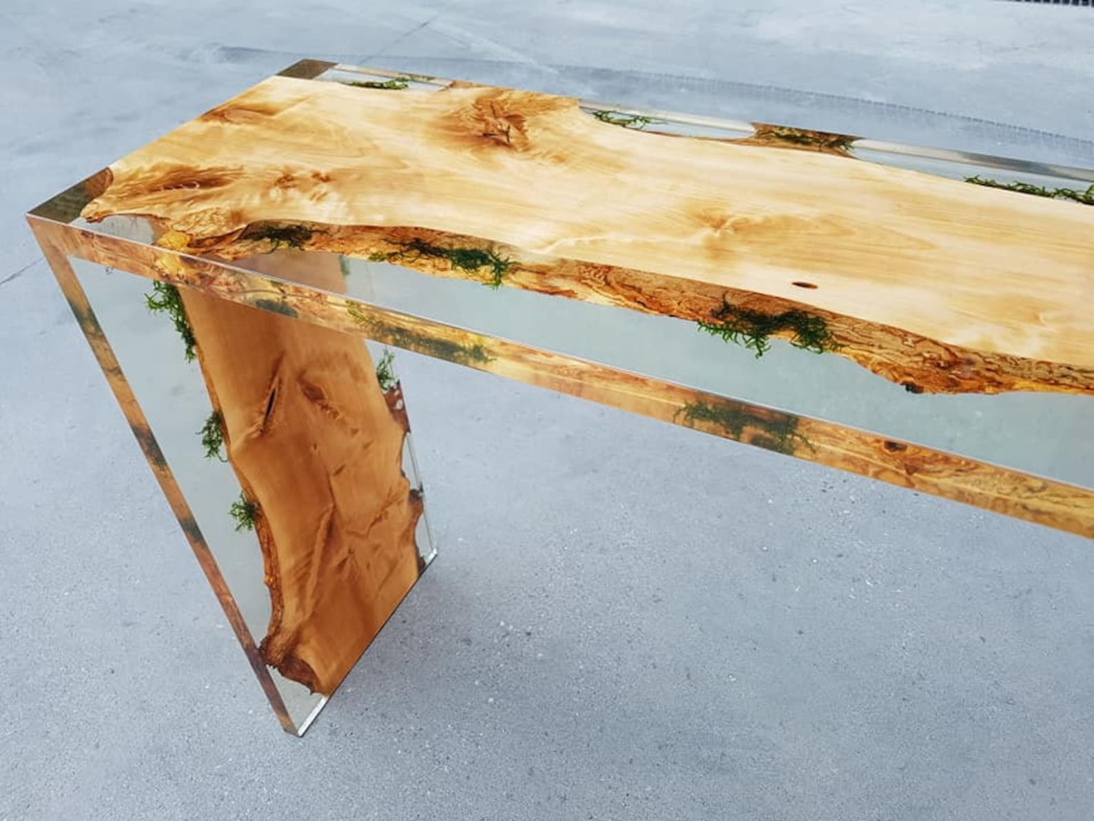 Console Table Resin Table With Moss Hall Table - Etsy