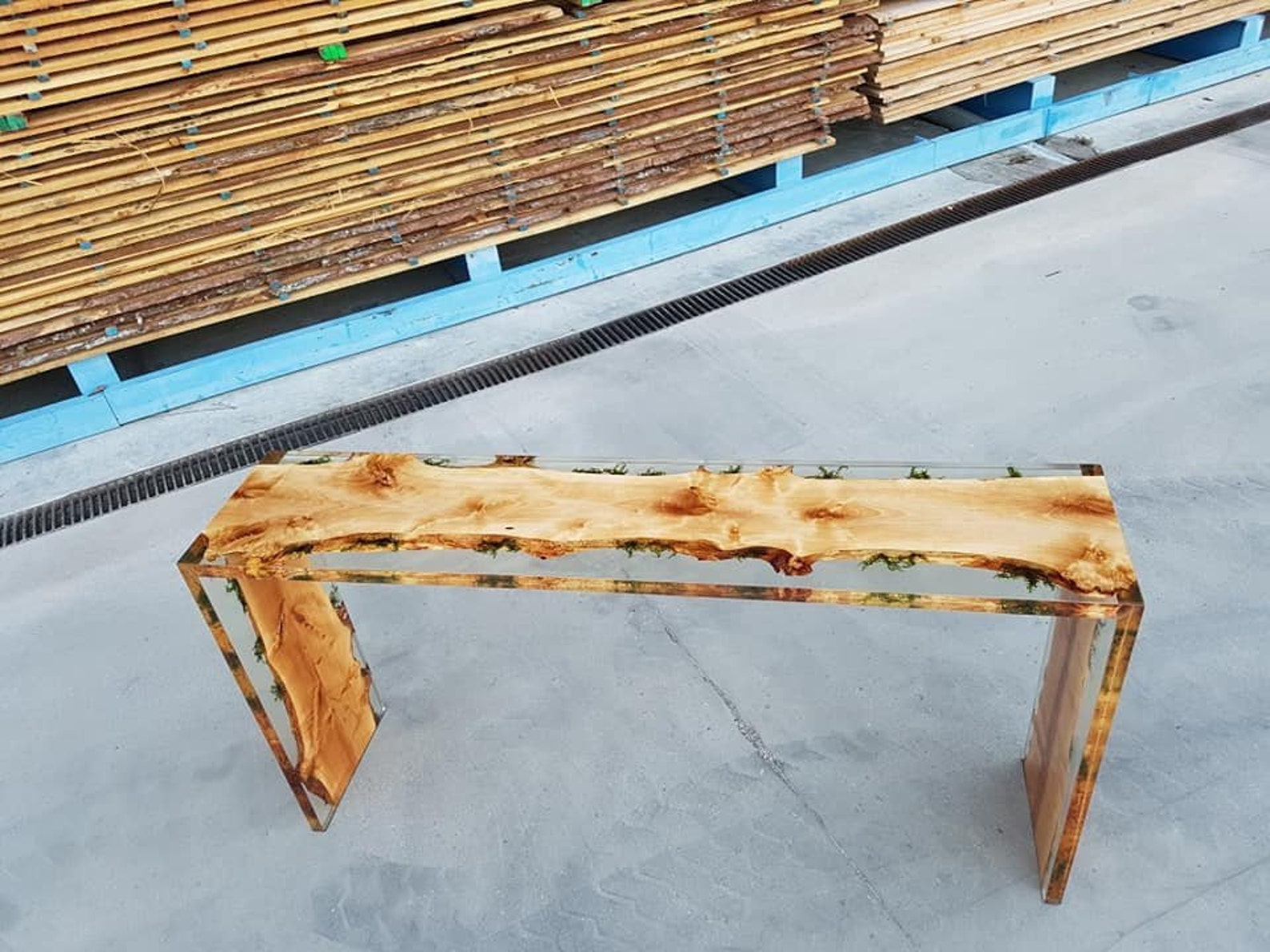 Console Table Resin Table With Moss Hall Table - Etsy