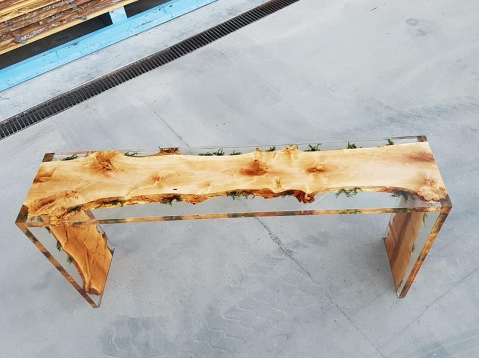 Console Table Resin Table With Moss Hall Table - Etsy