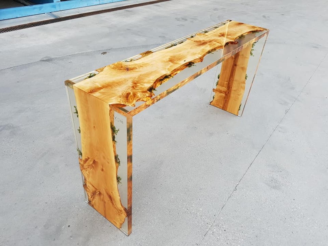 Console Table Resin Table With Moss Hall Table - Etsy