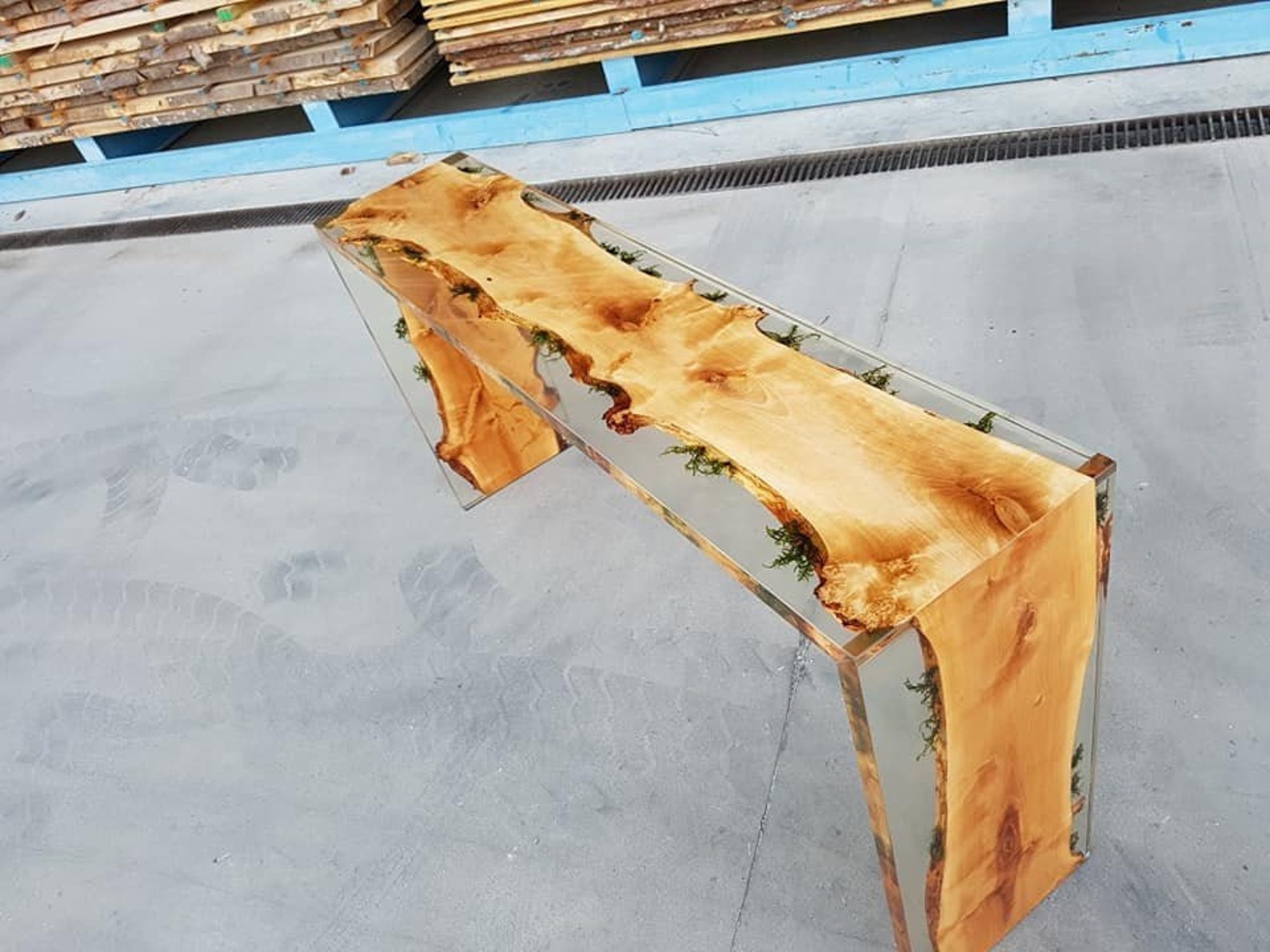 Console Table Resin Table With Moss Hall Table - Etsy