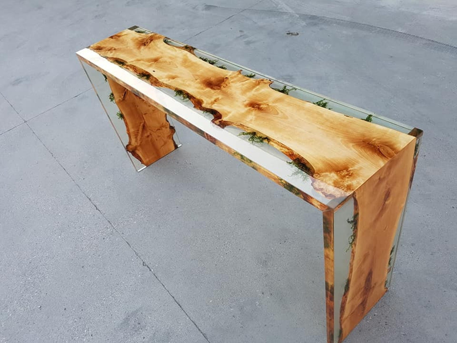 Console Table Resin Table With Moss Hall Table - Etsy