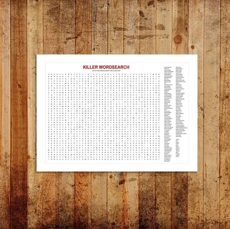 Killer Word Search & Calling Card Design A3 Open /limited Edition Print ...