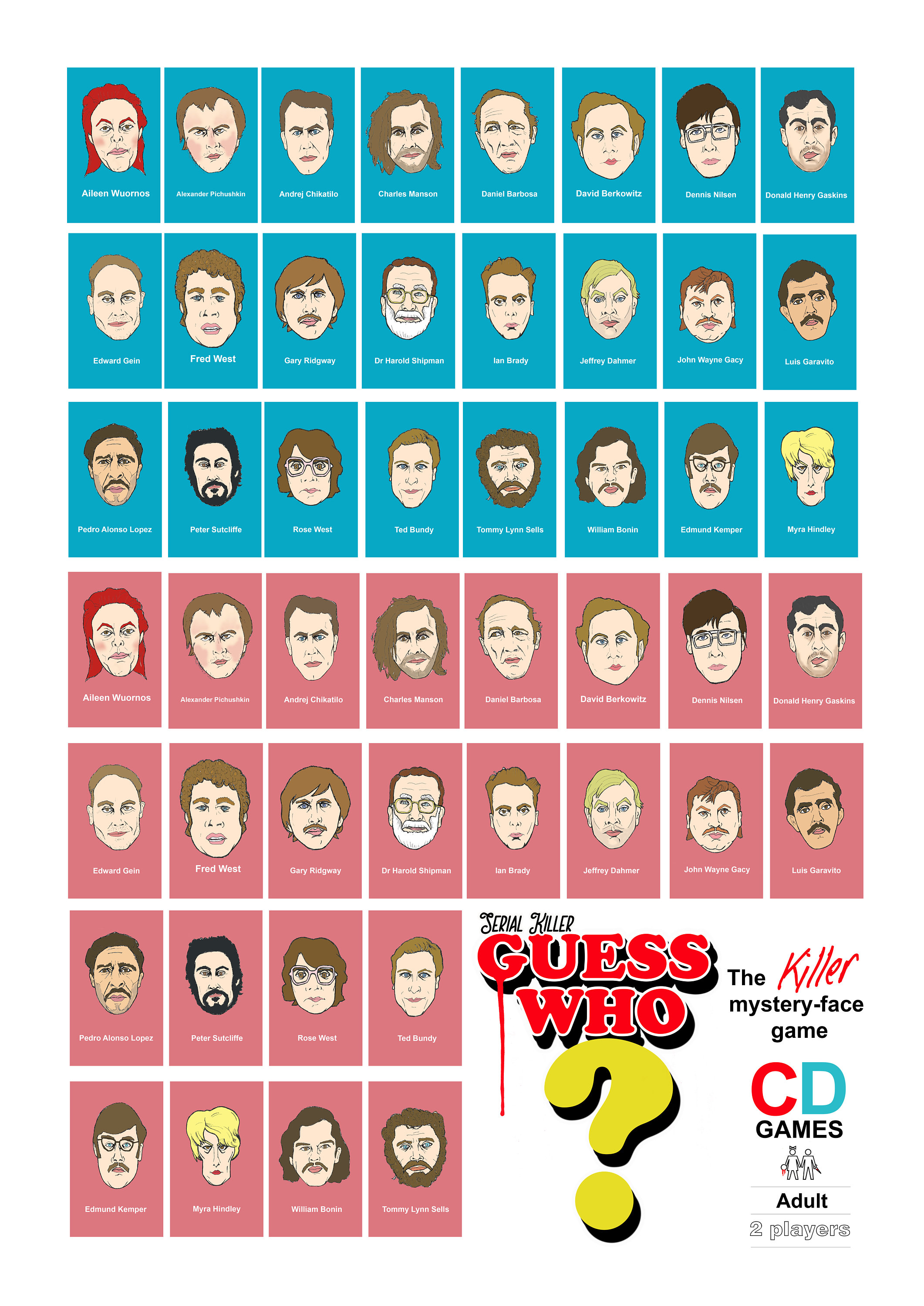 Serial Killer Guess Who Style Flip Cards Limited/open Edition A3 Print ...