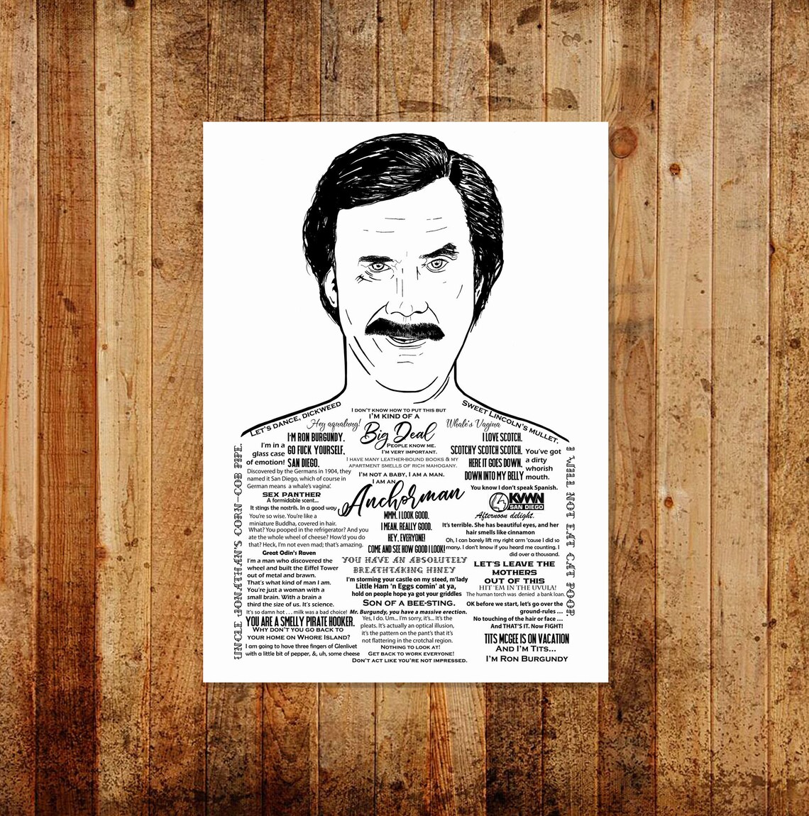 Anchorman Ron Burgundy 'scotchy, Scotch, Scotch'- Ink'd Series - Etsy