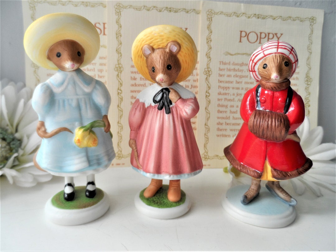 Vintage 1985 Woodmouse Family Figures Franklin Mint Porcelain Poppy or ...