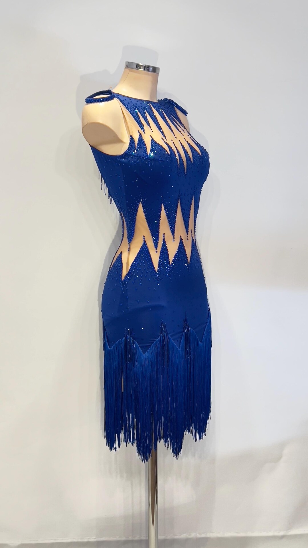 Royal Colour Latin Competition Rhythm Dress Salsa Bachata Hustle Dance ...