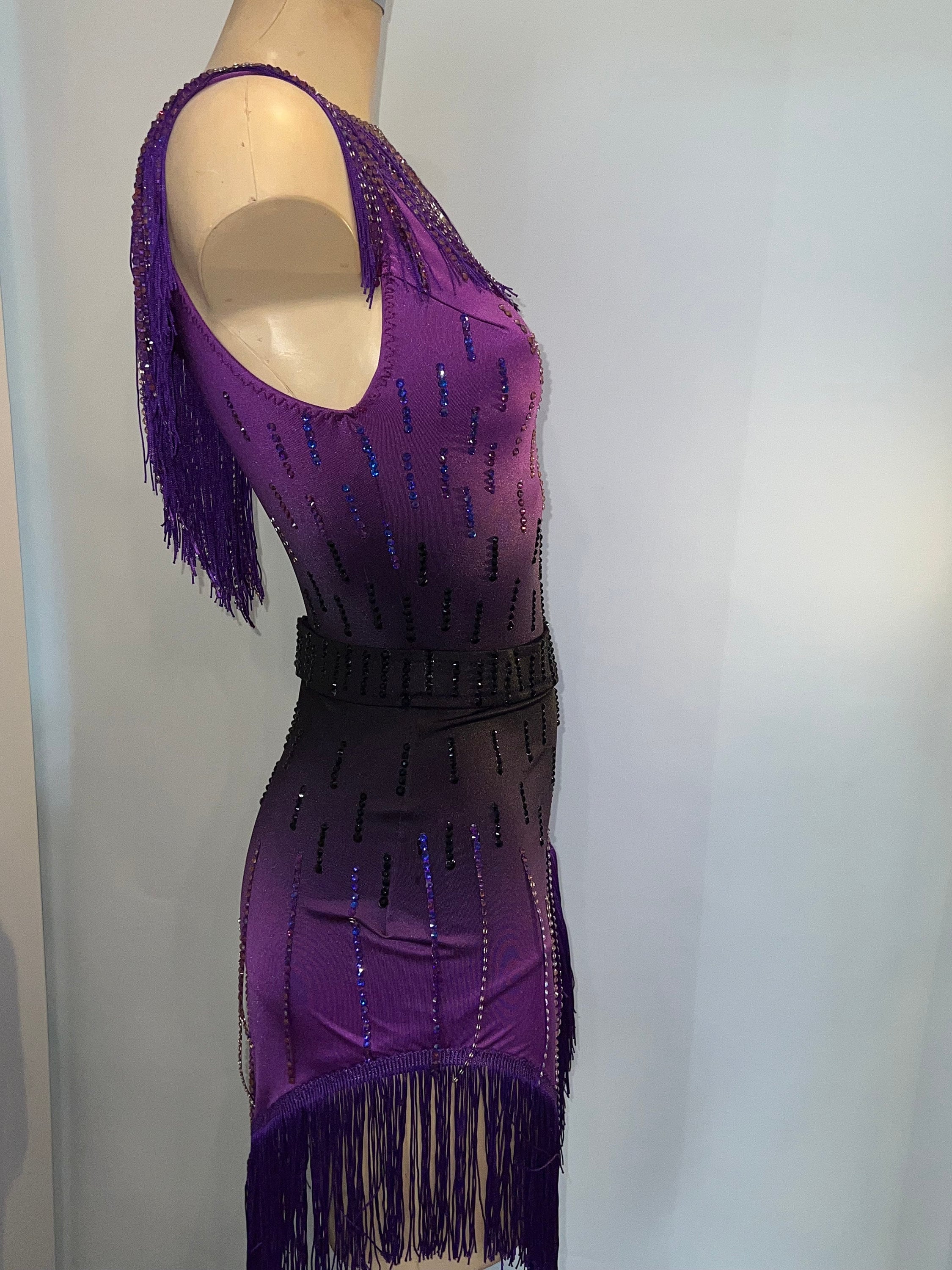 Latin Purple/black Competition Dance Dress Cha Cha Dress American ...