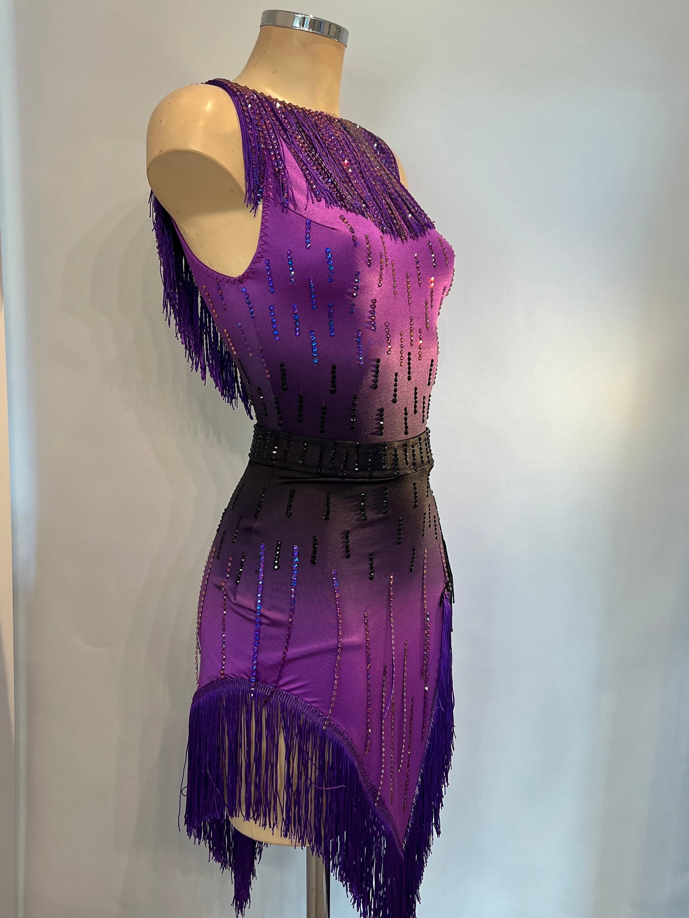 Latin Purple/black Competition Dance Dress Cha Cha Dress American ...