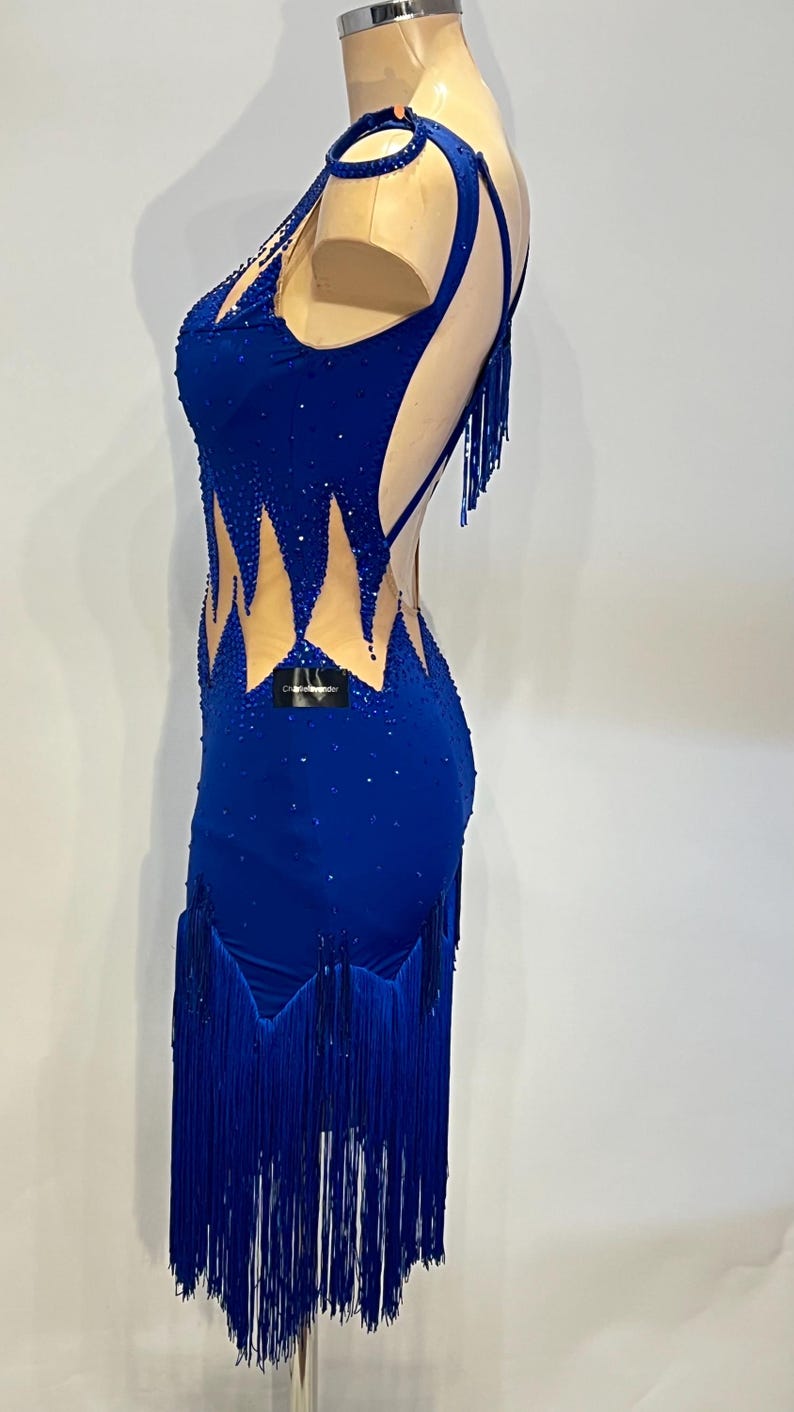 Royal Colour Latin Competition Rhythm Dress Salsa Bachata Hustle Dance ...