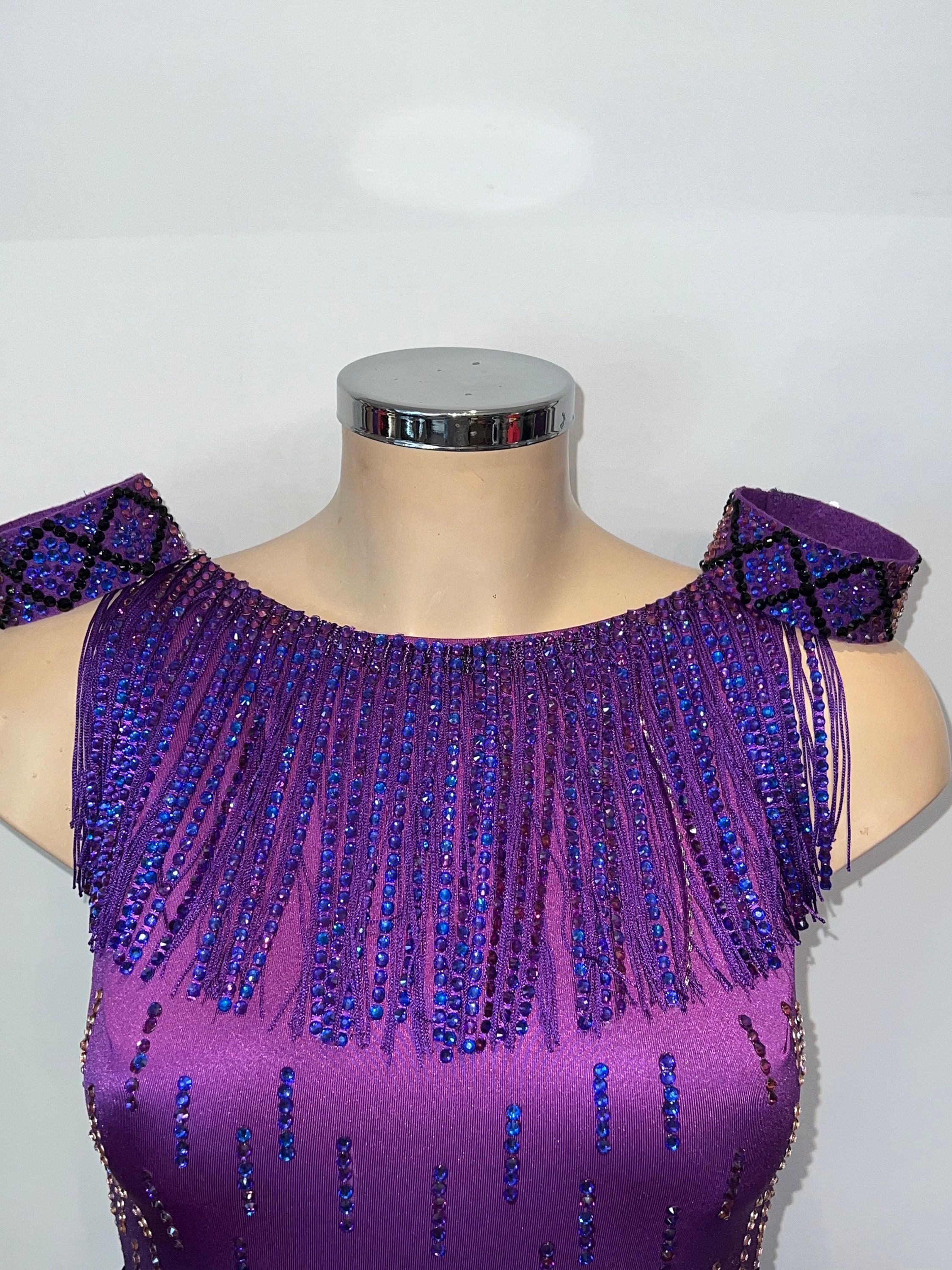 Latin Purple/black Competition Dance Dress Cha Cha Dress American ...