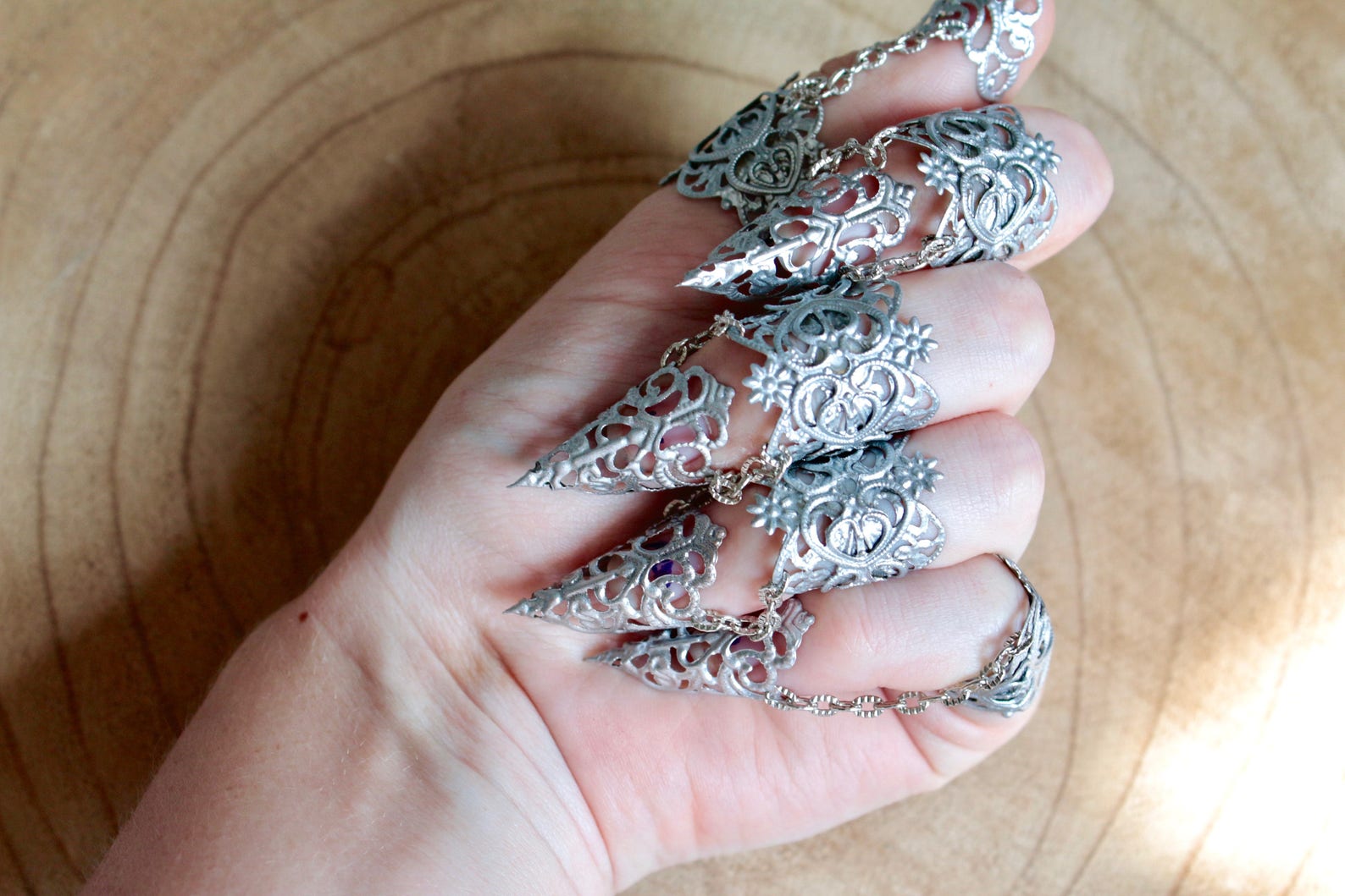 Silver Armour Full Hand Set Midi Claw Rings in Silver - Etsy