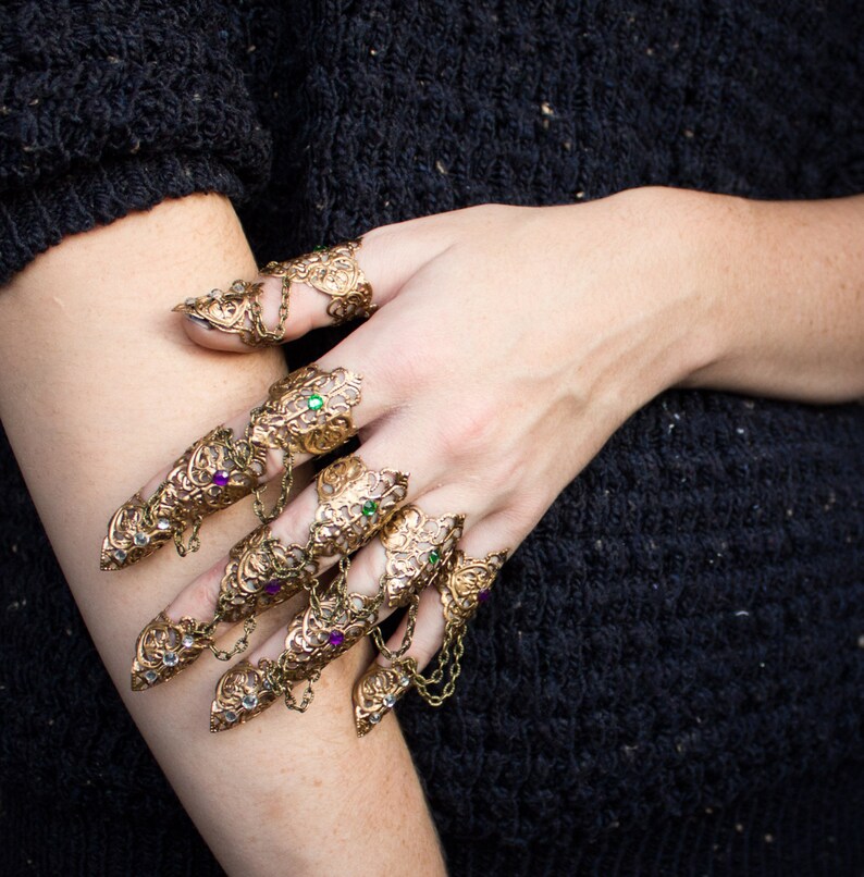 Gold or Silver finger claws full hand claw rings Hand | Etsy