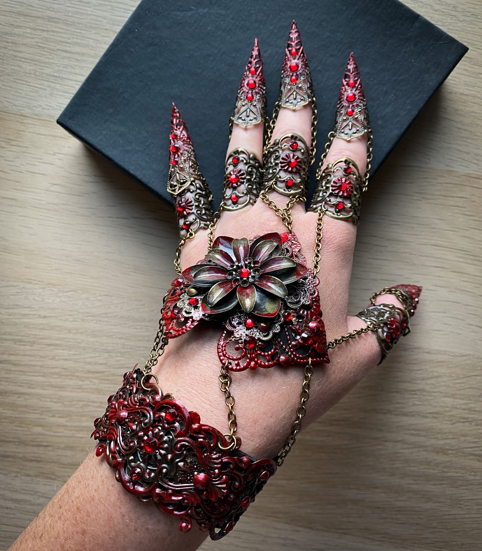 Red Vampire Claw Rings Full Hand Armour Halloween Costume - Etsy