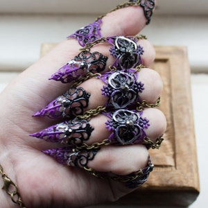 Gothic Claws - Full Hand Piece - Halloween - Black and Purple - Goth ...