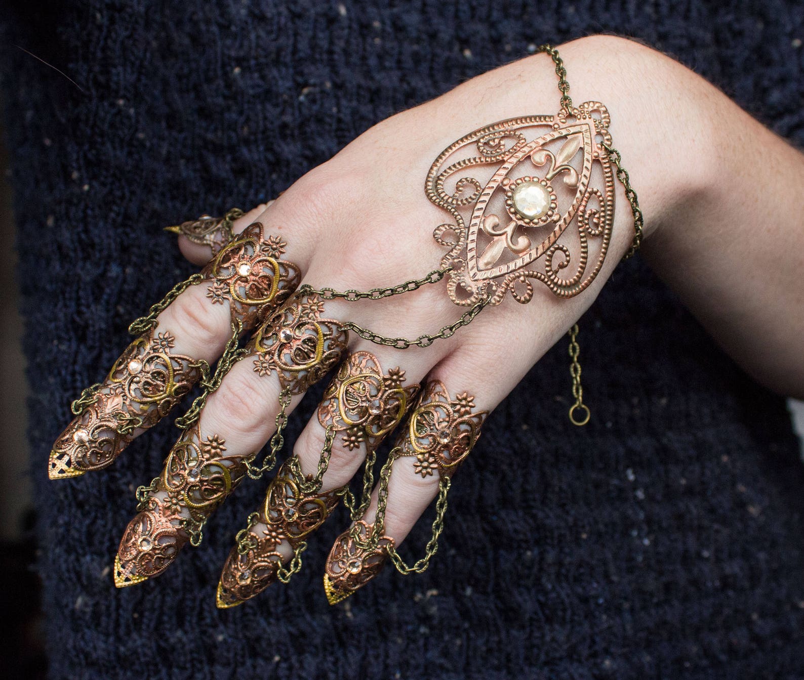 Hand Armour Warrior Costume Festival Boho Fashion Nail Rings Finger ...