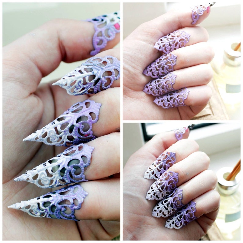 Purple Lolita Candy Claws Adjustable Set of 5 Blunt or | Etsy