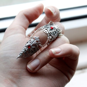 Mythical Armour Ring - Full Finger Claw Ring - Silver Adjustable - Elven Armor - Vampire ...