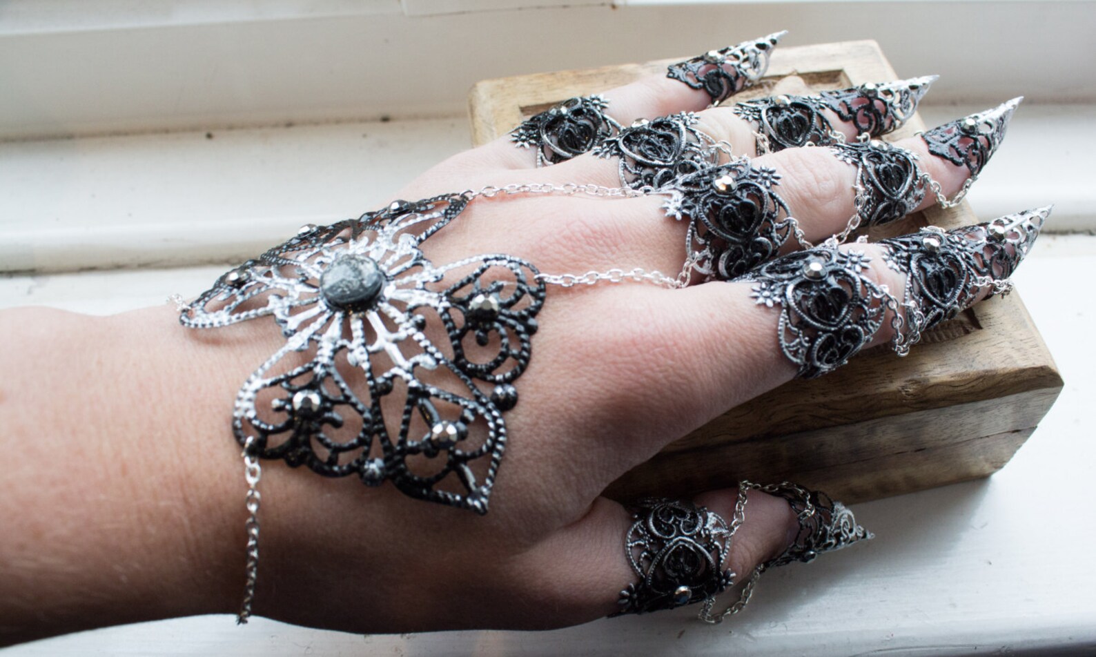 Finger Claws Full Hand Dark Wraith Black and Silver - Etsy