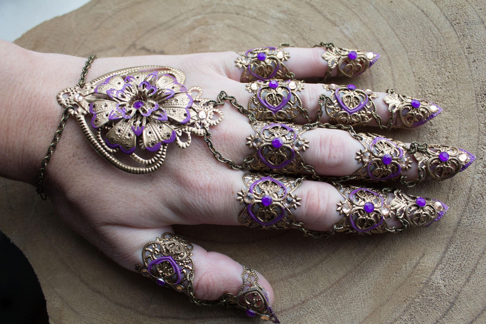 Full Hand Claws Nail Rings Steampunk Jewellery Gothic Hand Piece ...