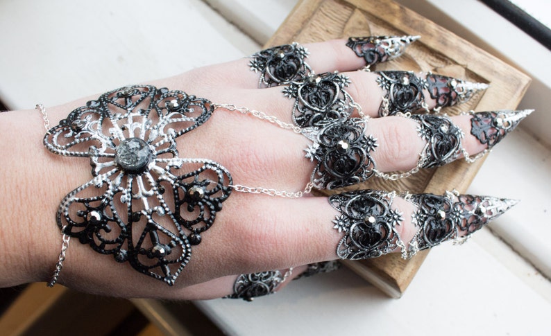 Finger Claws Full Hand Dark Wraith Black and Silver - Etsy