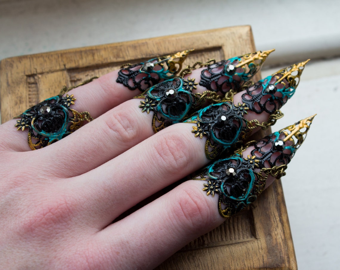 Finger Claws Black Dahlia Midi Ring Set Gothic Claw Set - Etsy
