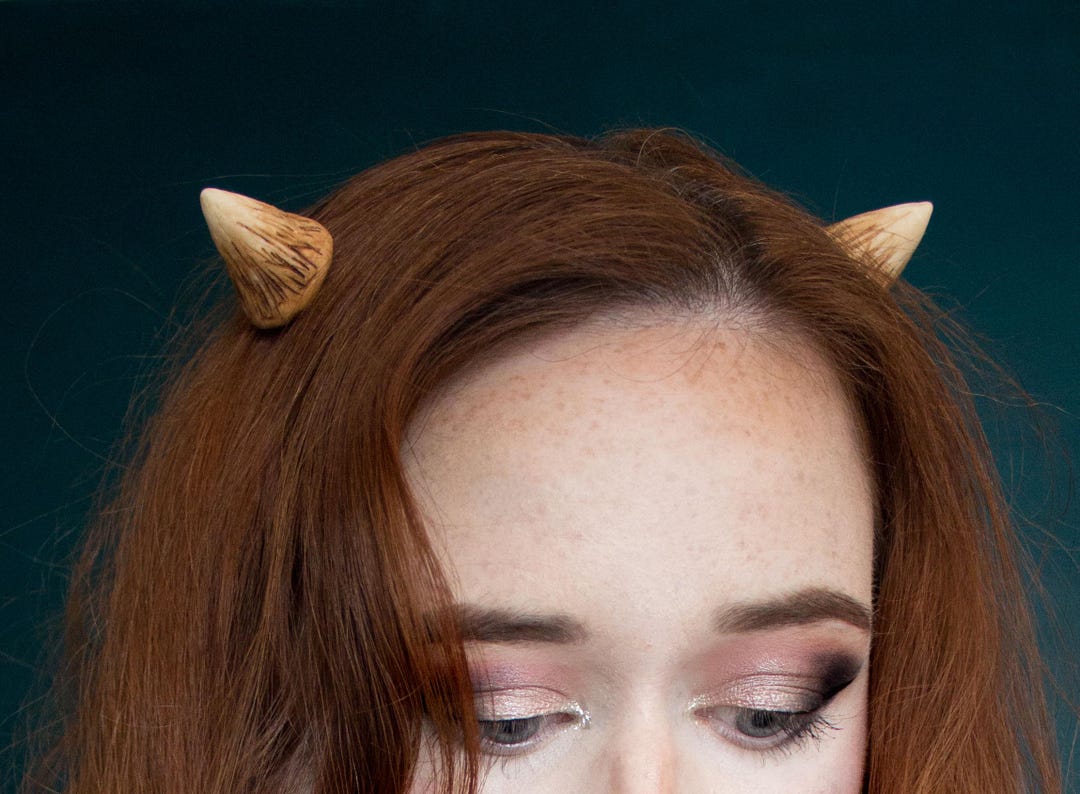Mini Horns in Bone - Halloween Costume - Horn Hair Clips - Etsy