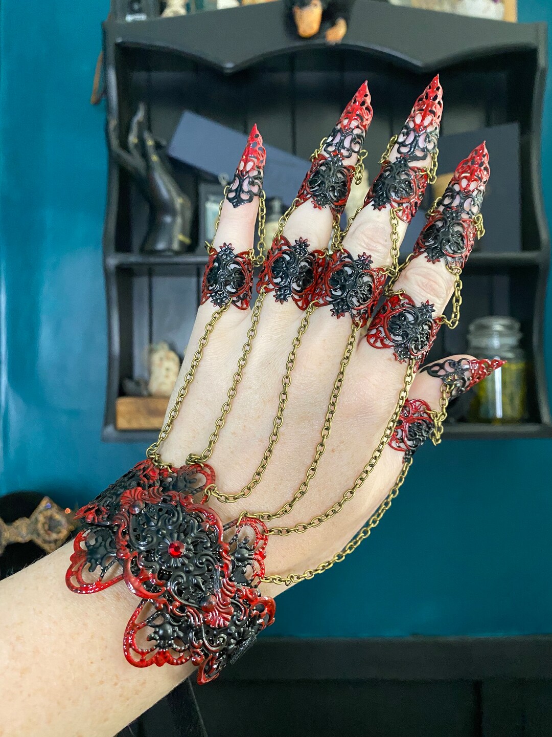 Ebony Armour - Claw Rings - Full Hand Set - BDSM Claws - Gothic Vampire ...