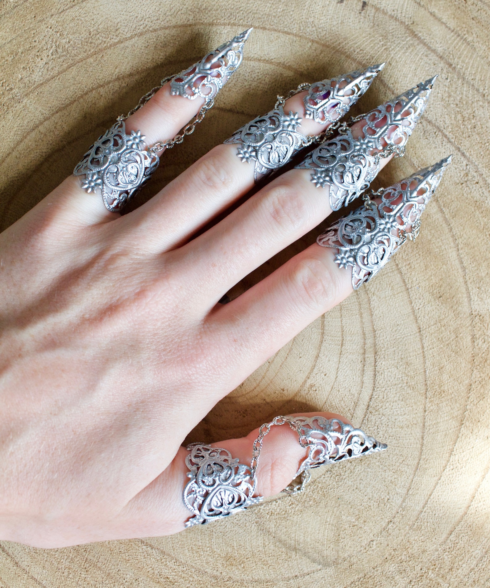 Silver Armour - Full Hand Set Midi Claw Rings in Silver - Adjustable - Etsy
