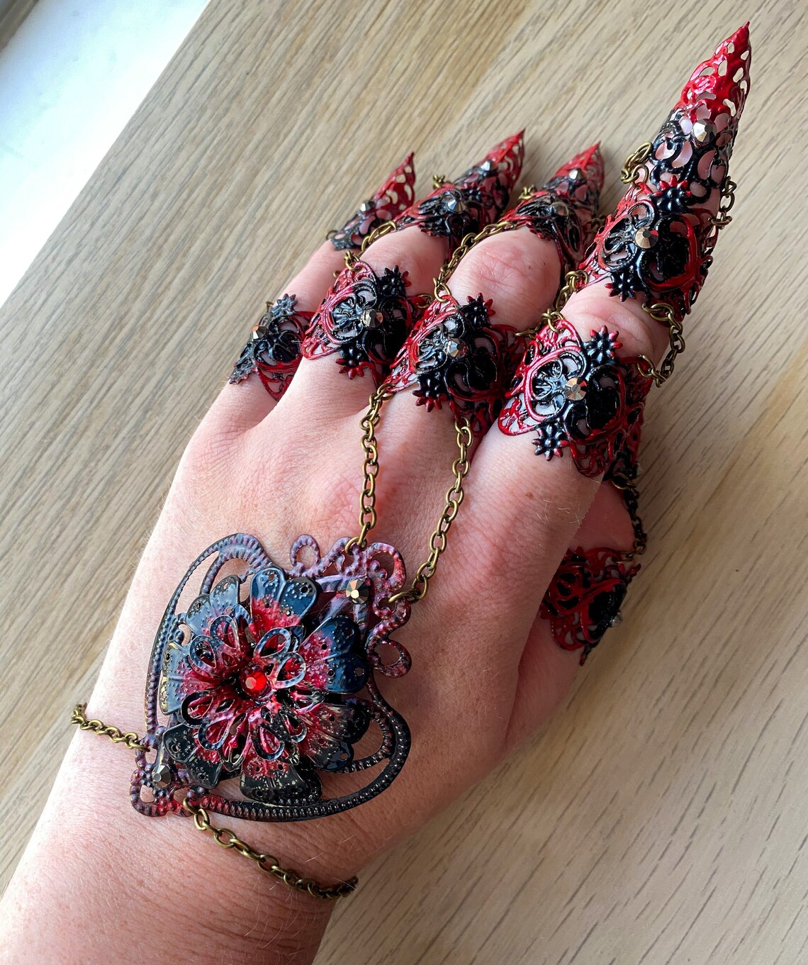 Full Hand Piece Adjustable Finger Rings Metal Glove - Etsy