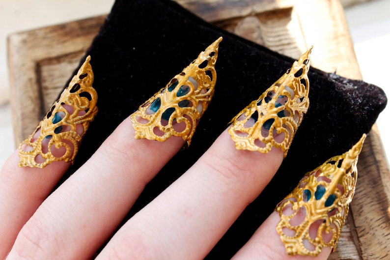 Gold Nail Claws Set of 5 Adjustable Blunt or Sharp - Etsy