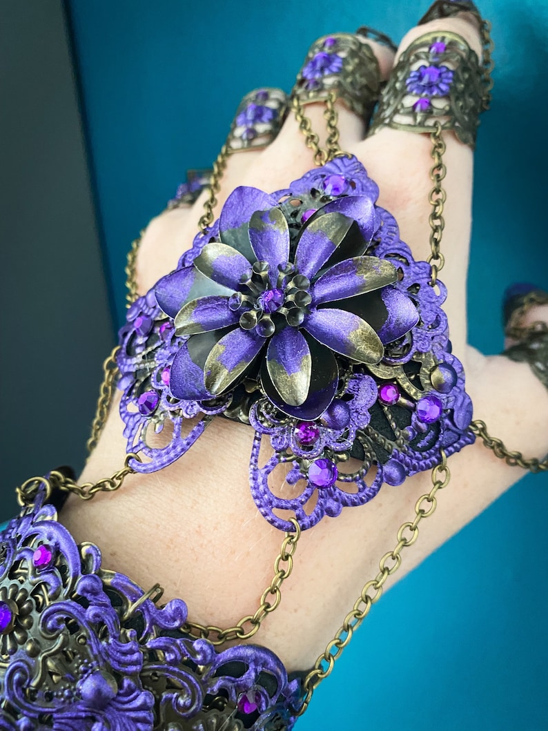 Purple Witch Claw Rings - Full Hand Armour - Halloween Costume - Nails ...
