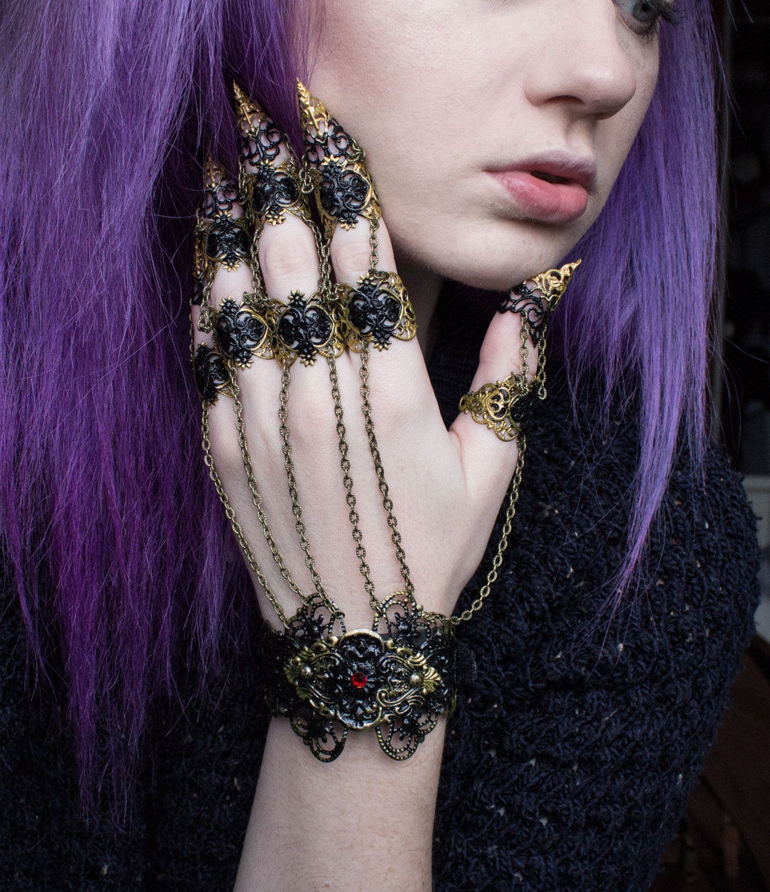 Ebony Armour - Claw Rings - Full Hand Set - BDSM Claws - Gothic Vampire ...