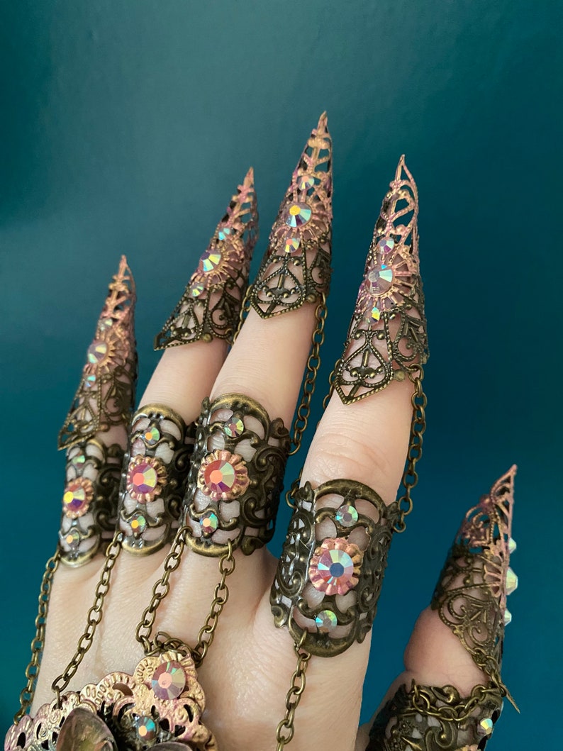 Rose Vampire Claw Rings Full Hand Armour Halloween Costume - Etsy