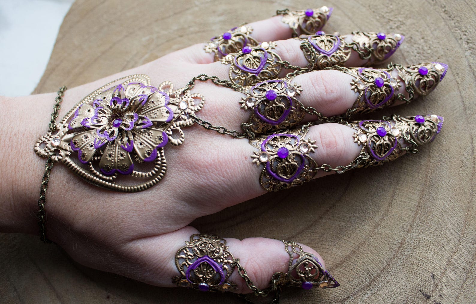 Full Hand Claws - Nail Rings - Steampunk Jewellery - Gothic Hand Piece ...