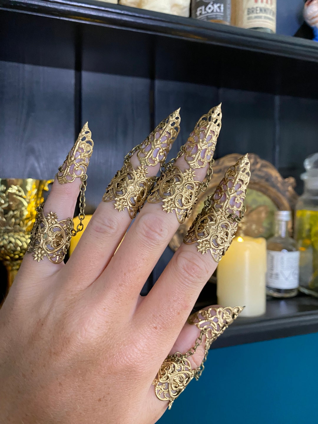 Gold Armour - Full Hand Set Midi Claw Rings in Silver - Adjustable - Etsy