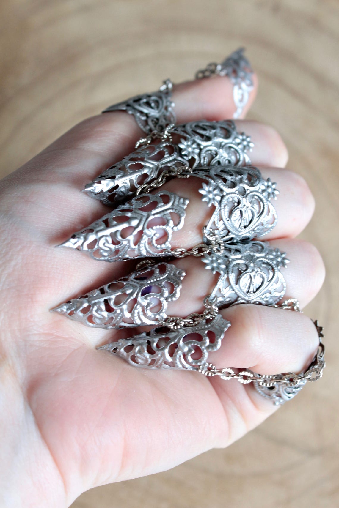 Silver Armour Full Hand Set Midi Claw Rings in Silver - Etsy