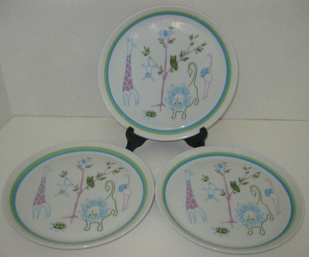 Vintage Shenango China Childs Dishes Plates Zoo Animal Plate Set 8 3/4 ...